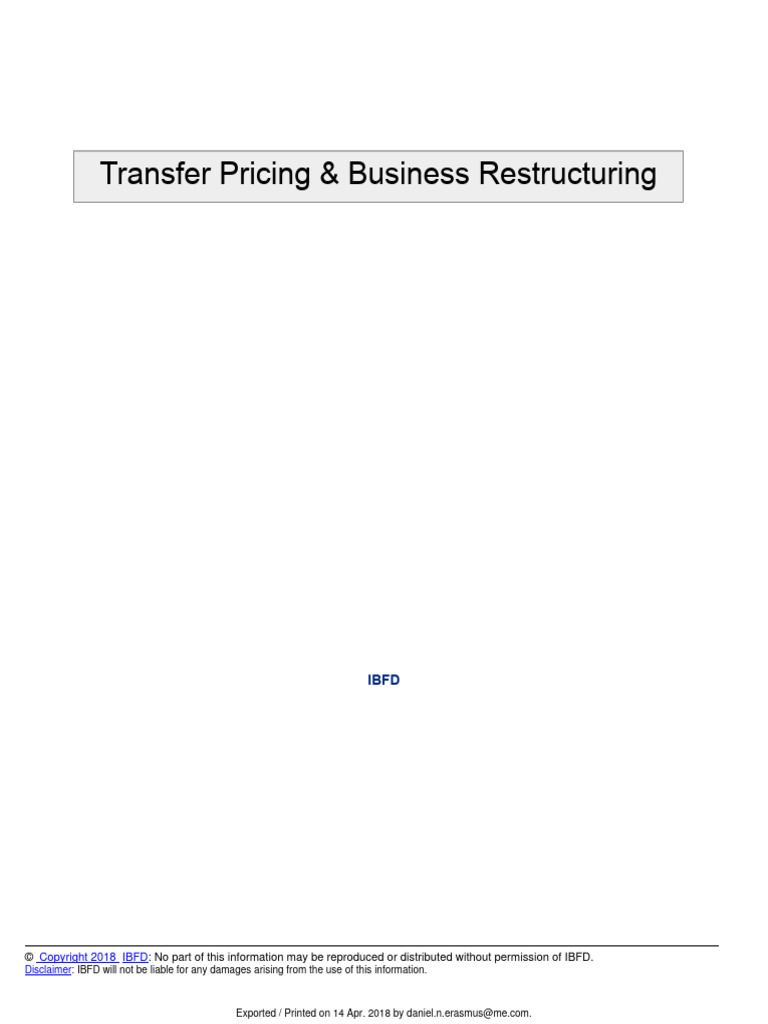 17 21 See PE Chapter Transfer Pricing Business Restructuring by IBFD ...