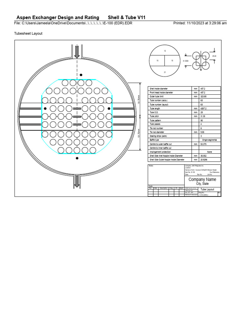 E-100 Tubesheet Layout | PDF | Mechanical Engineering