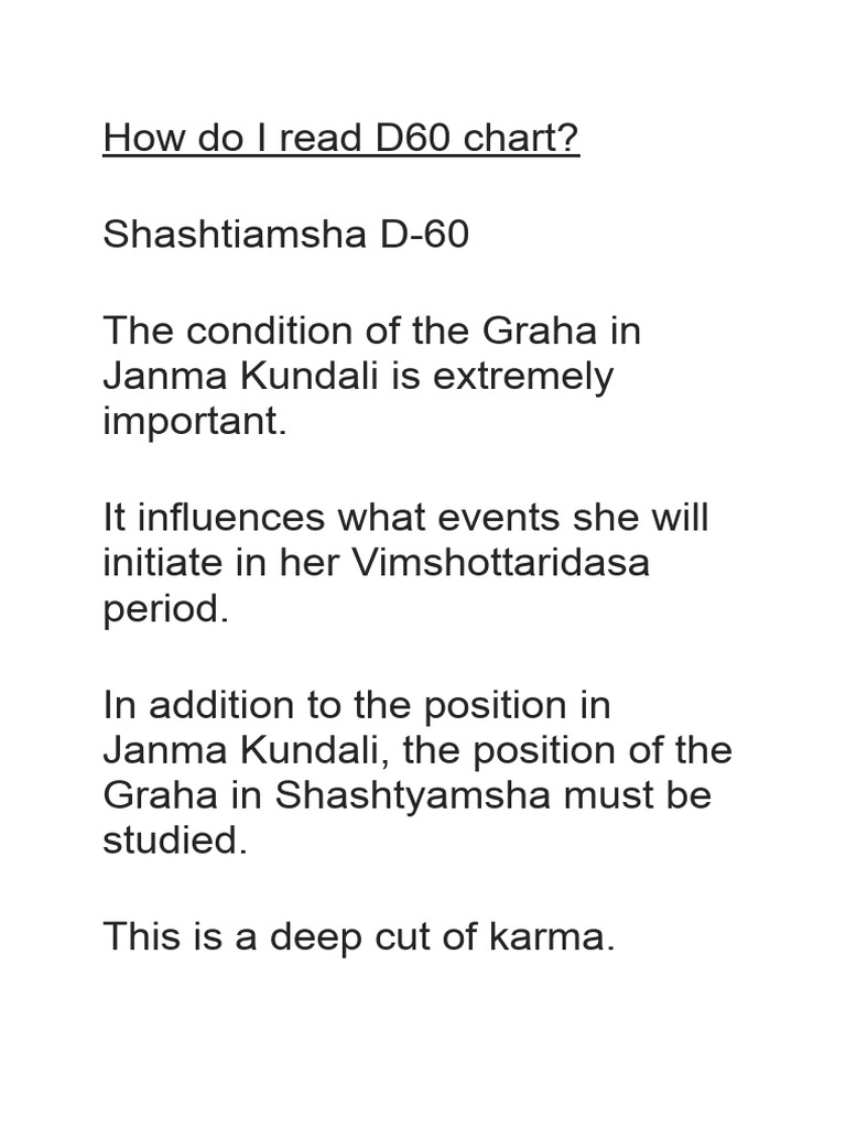 Shastiamsa D60 Chart | PDF | Hindu Mythology | Indian Religions