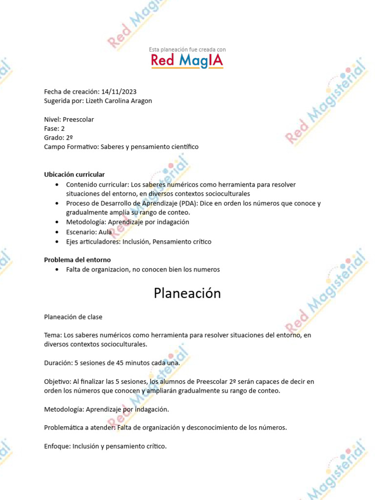 Red MAgIA Dice en Orden Los Números Que Conoce y Gradualmente Amplía Su ...