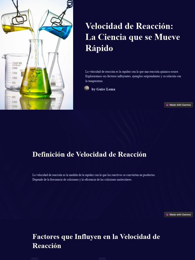 Velocidad de Reaccion La Ciencia Que Se Mueve Rapido | PDF | Cinética ...
