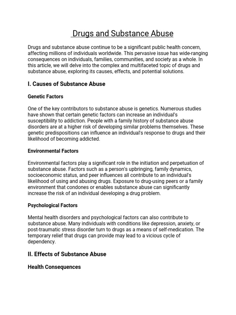 Causes and Solutions for Substance Abuse | PDF | Substance Abuse ...