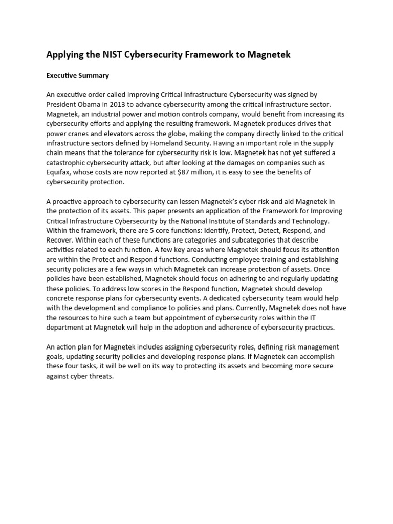 Magnetek NIST CSF | PDF | Computer Security | Security