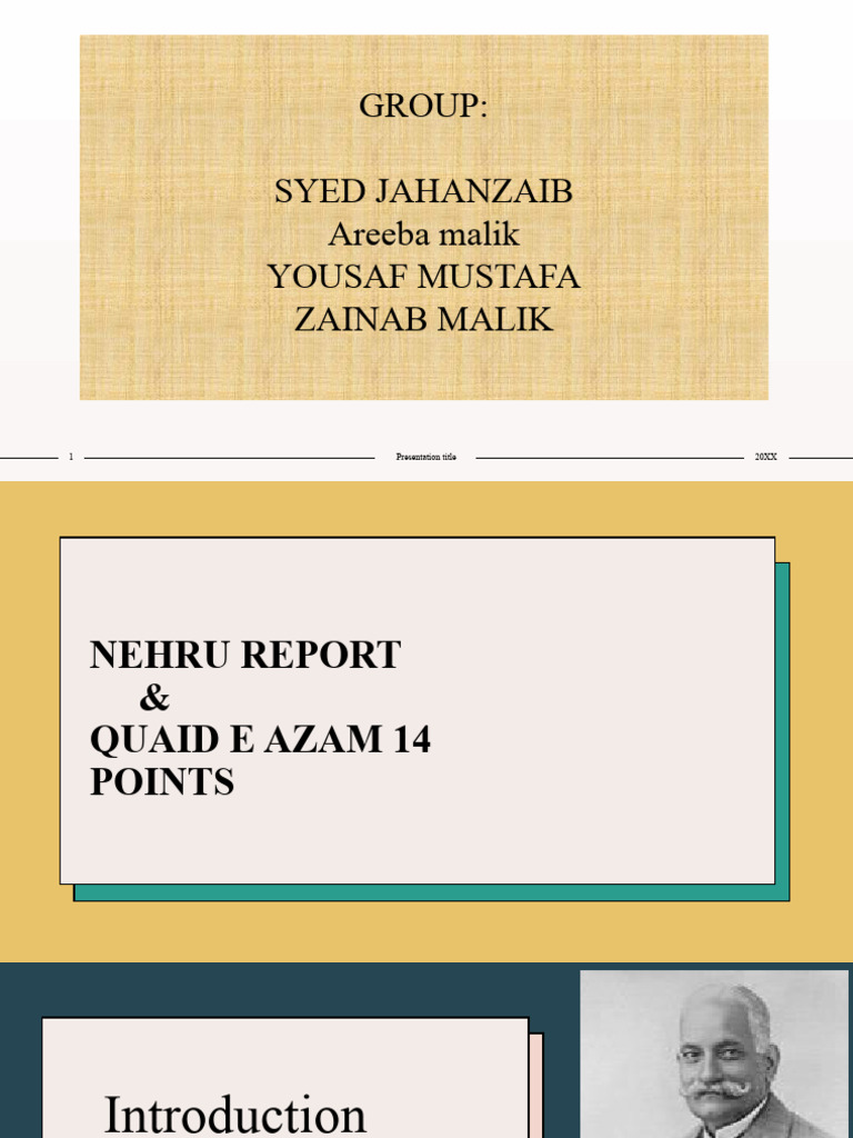 Nehru Report & Quaid e Azam 14 Points | PDF | Muhammad Ali Jinnah | Jawaharlal Nehru