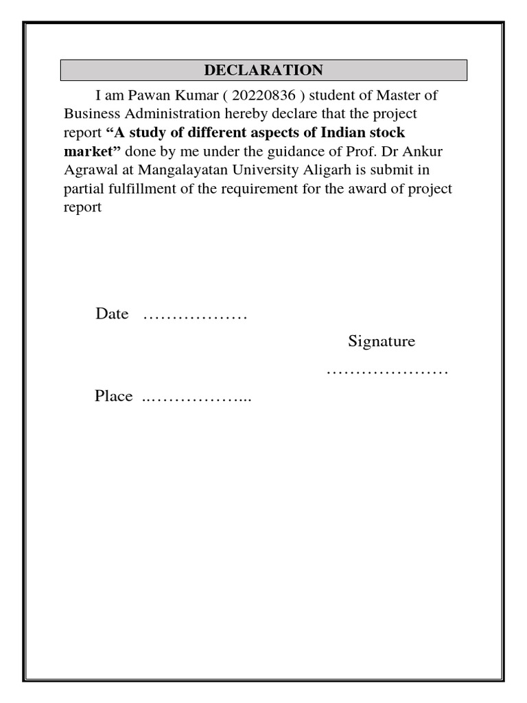 Pawan Project-1 | PDF | Stocks | Stock Market