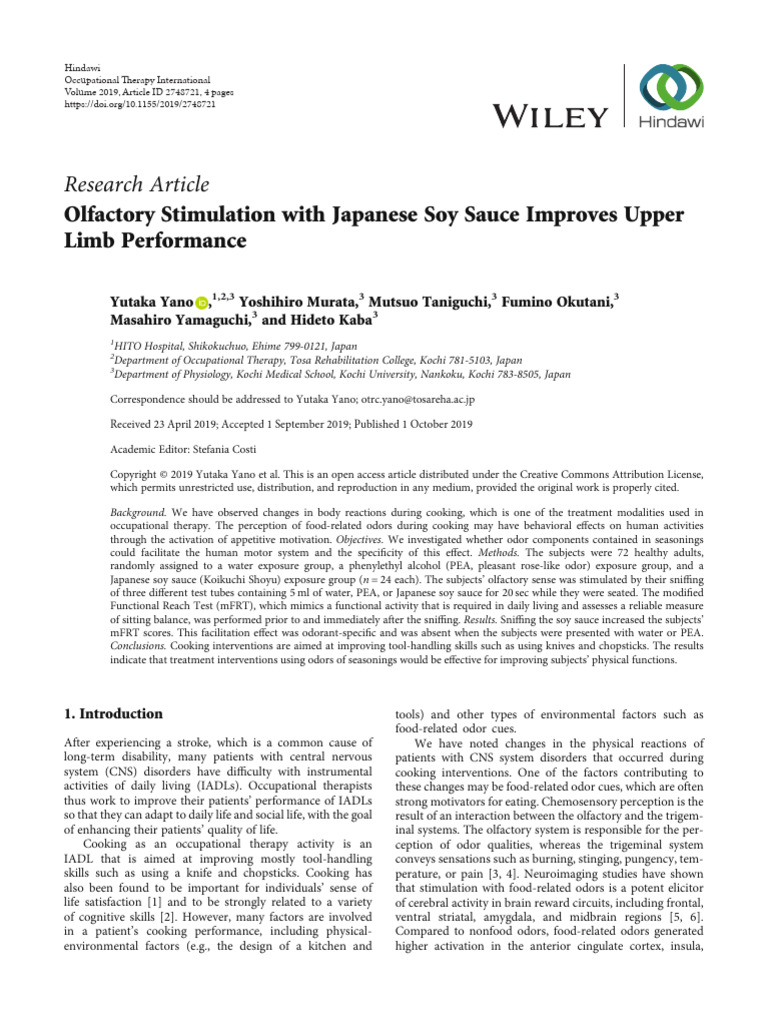 Olfactory Stimulation Imrpves Ul Function | PDF | Odor | Senses