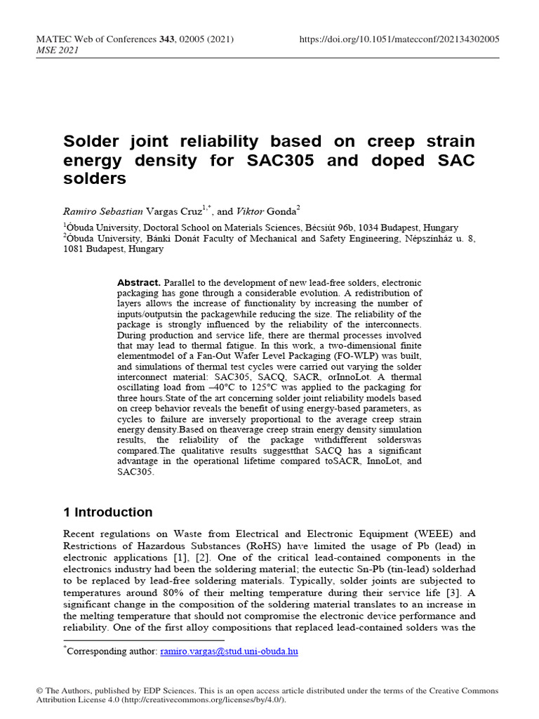 Solder Joint Reliability in FO-WLP | PDF | Reliability Engineering ...