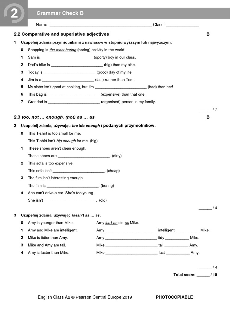 Comparative and Superlative Adjectives Worksheet | PDF | Grammar ...