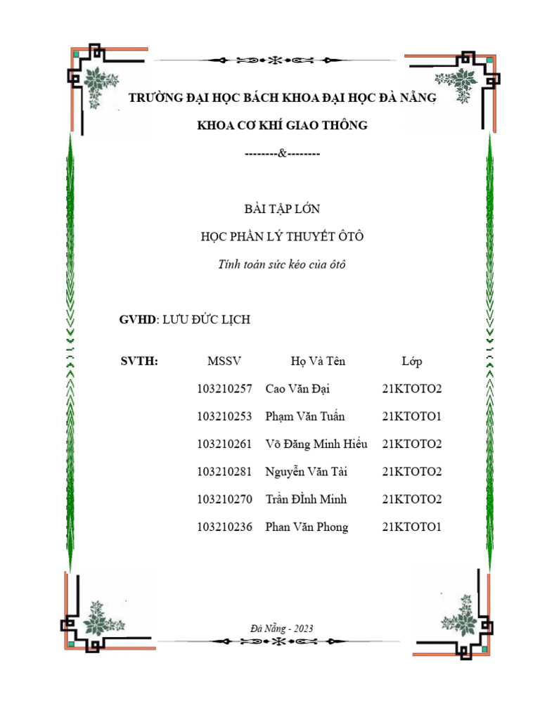 Lý Thuyết Ôtô Nhóm 7 | PDF