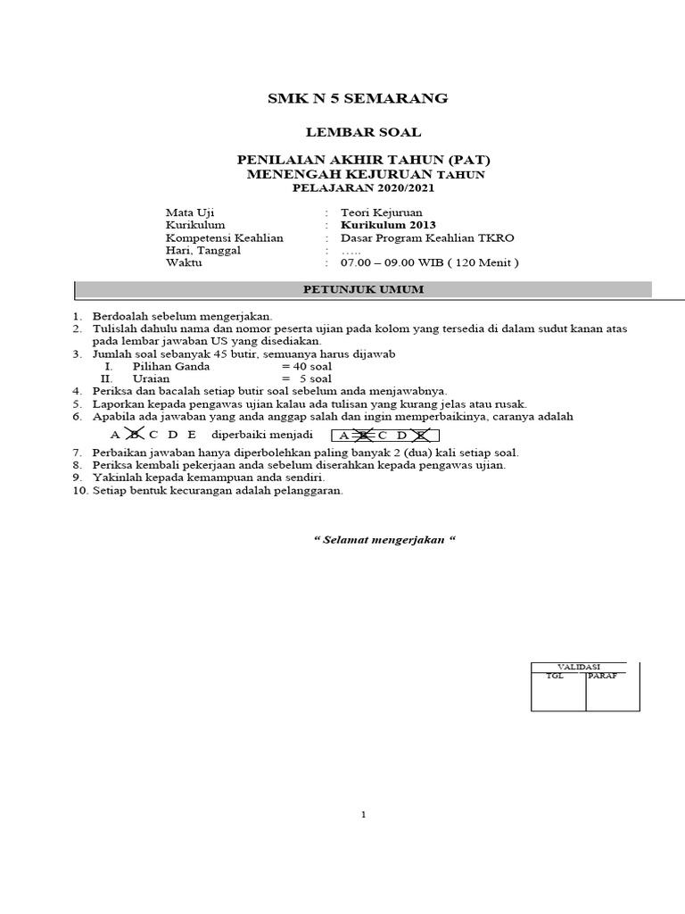 Naskah Soal Pat | PDF
