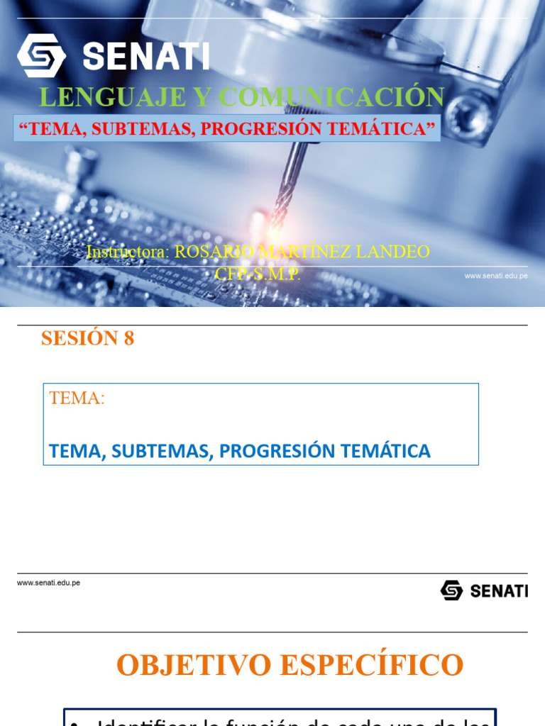 Sesión 8 Tema Subtemas Progresión Temática | PDF | Oración (Lingüística) | Verbo