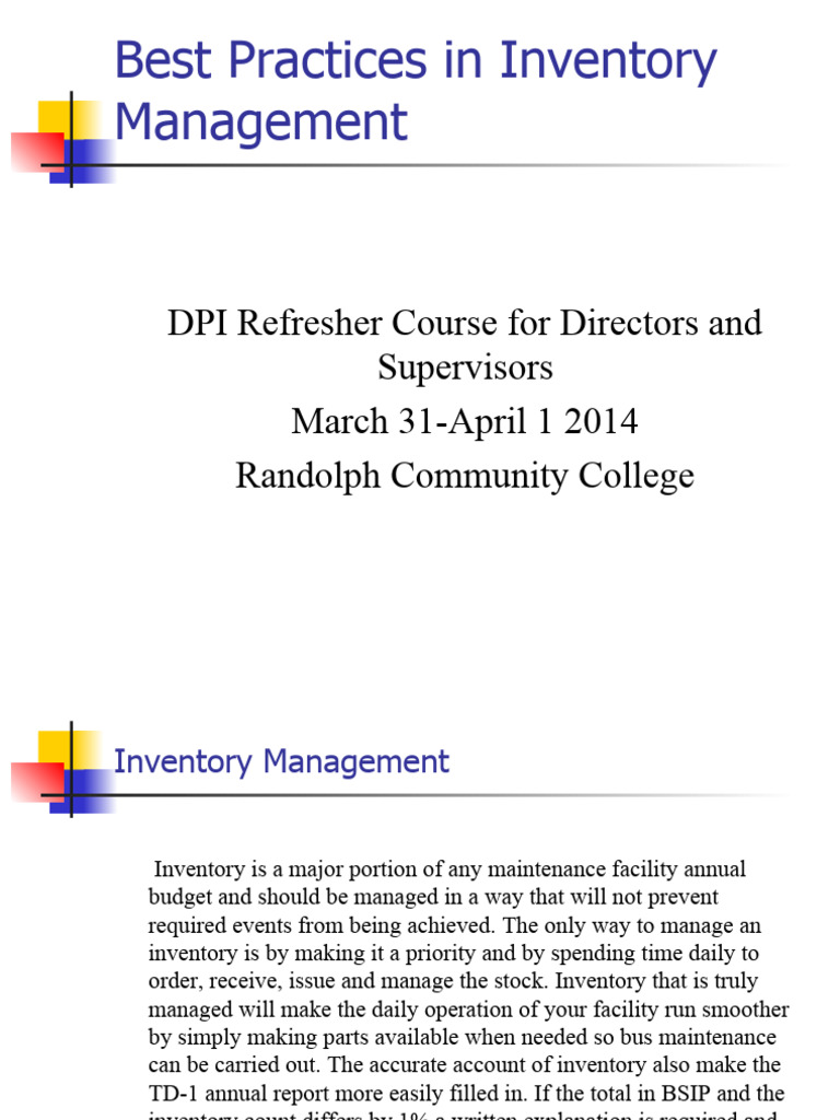 2014 Refresher Best Practices in Inventory Management | PDF | Inventory ...