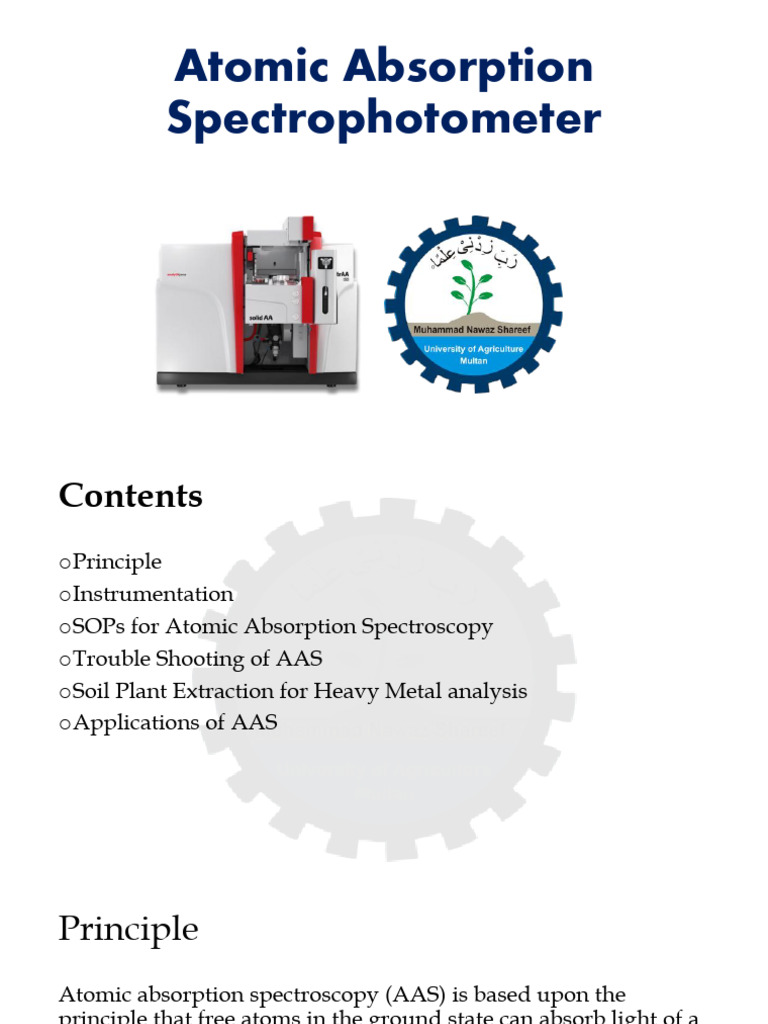Atomic Absorption Spectrophotometer | PDF | Atomic Absorption Spectroscopy | Atomic