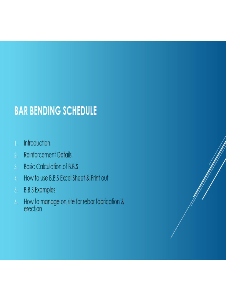 Bar Bending Schedule Guide | PDF | Architecture | Architectural Design