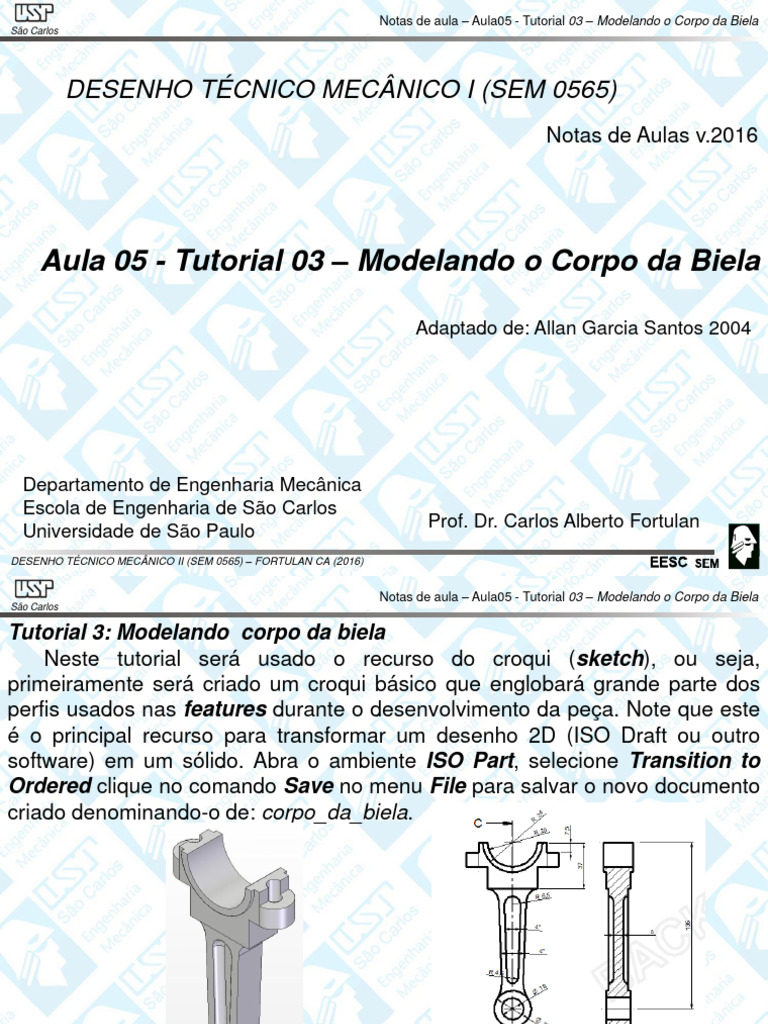 Solidworks - Modelando o Corpo Da Biela | PDF | Círculo | Desenho
