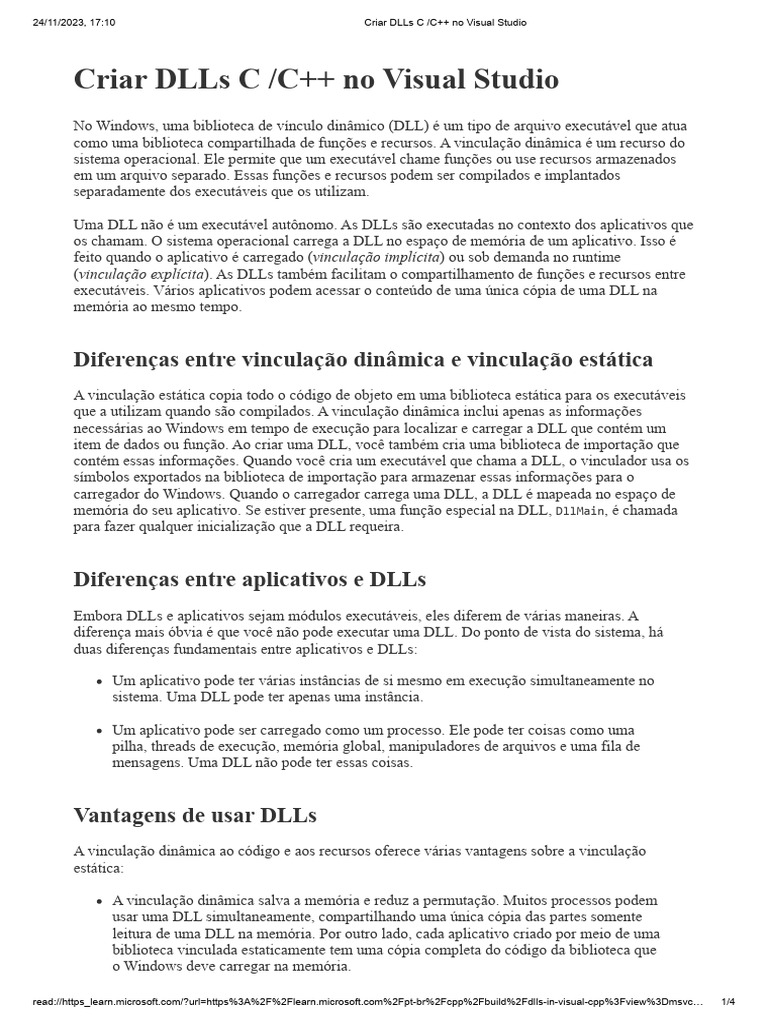 Criar DLLs C - C++ No Visual StudioO | PDF | Biblioteca (informática) | C
