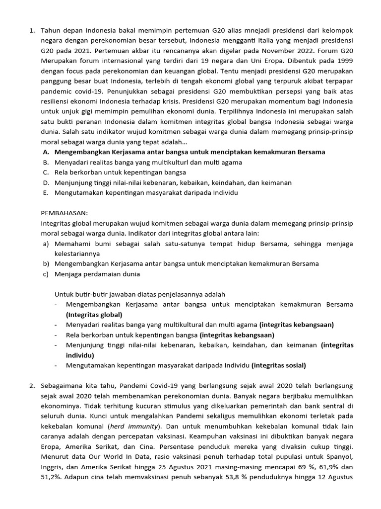 Pembahasan Soal Integritas Dan Tokoh Arief Fadilla Azka | PDF | Ilmu Sosial