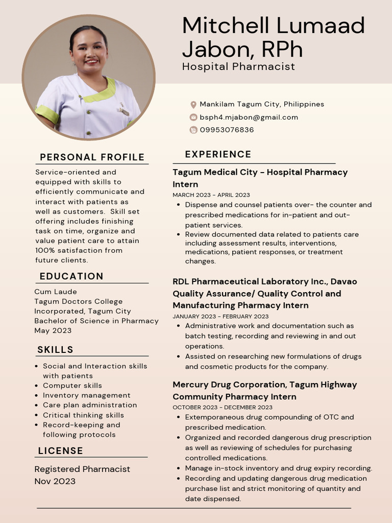 Jabon, M Hospi Resume | PDF | Pharmacy | Medical Prescription