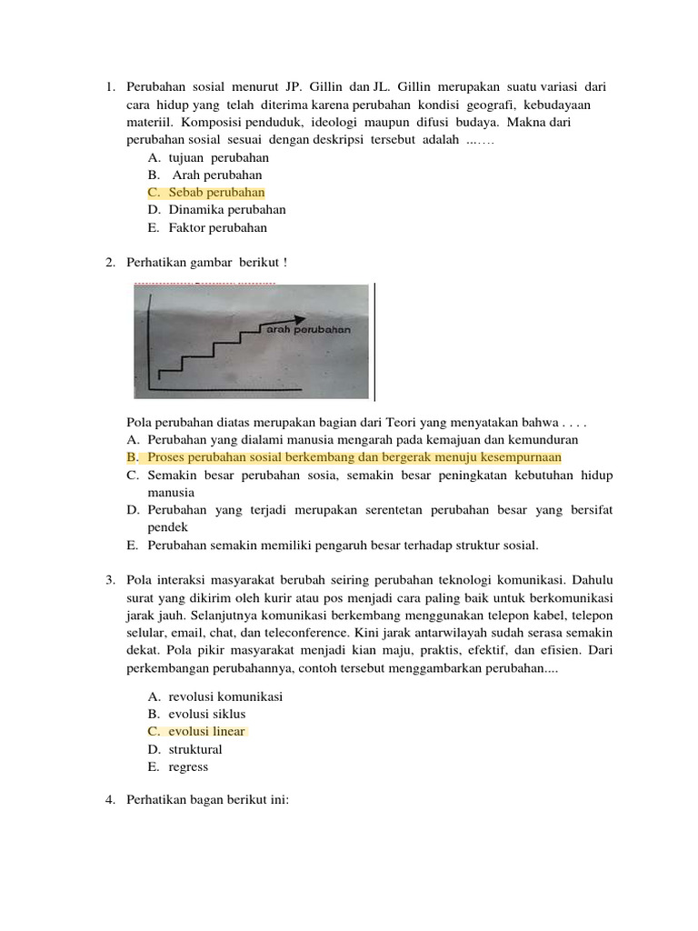 Latihan Soal Pas Sosio BBC | PDF