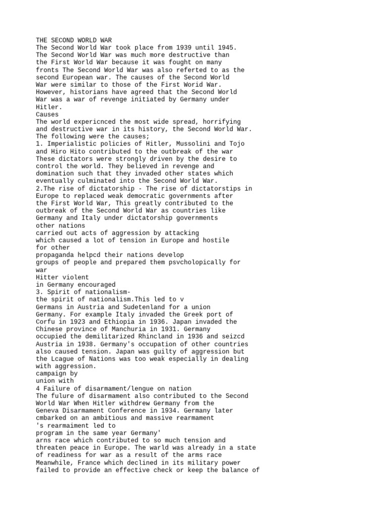 WW 2 | PDF | World War II | Treaty Of Versailles