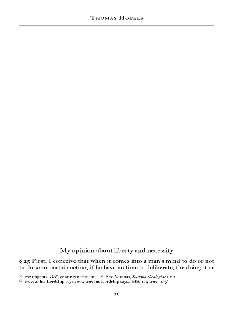 Hobbes on Liberty and Necessity | PDF | God | Thomas Hobbes