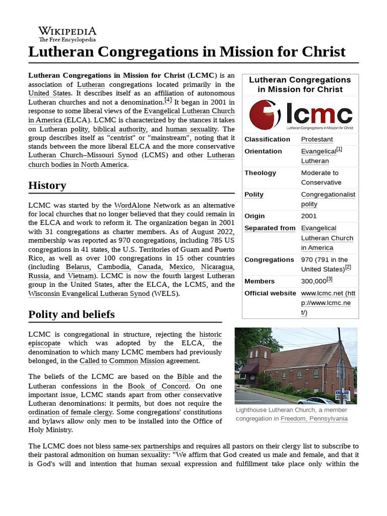 Lutheran Congregations in Mission For Christ | PDF | Protestant ...