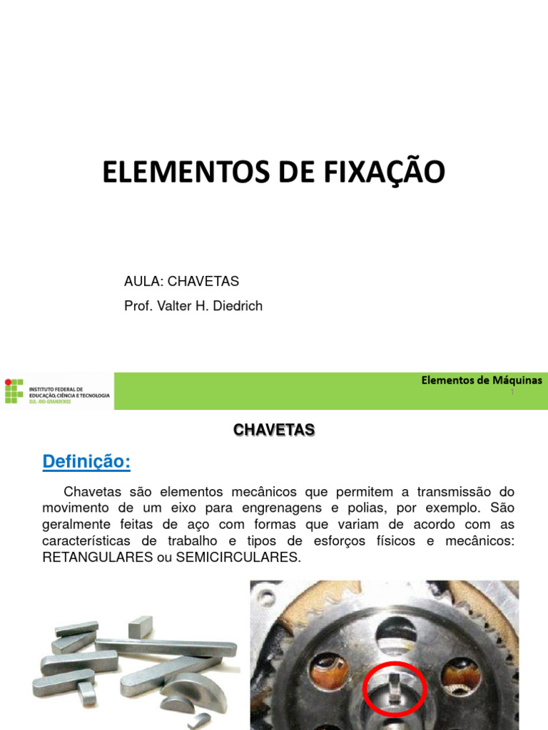 Aula - 08.1 - Chavetas | PDF | Engenharia Mecânica | Máquinas