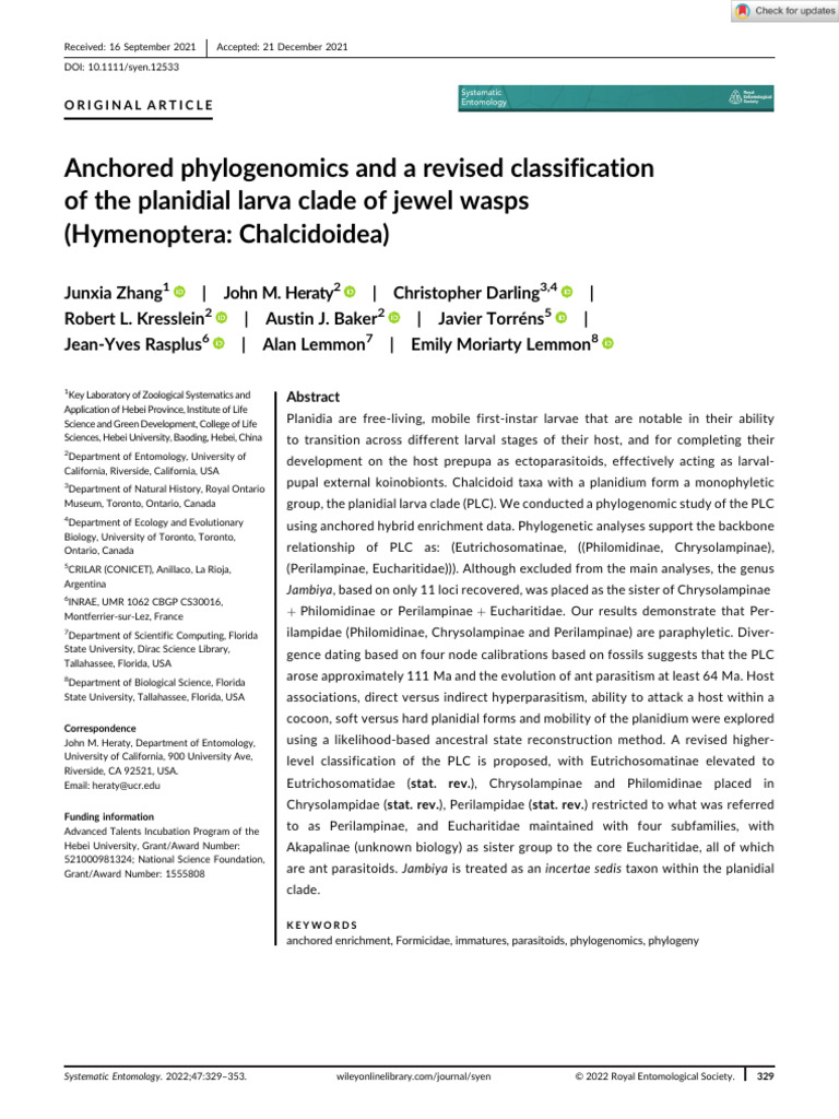 Zhang 2022 Anchored Phylogenomics and A Revised Classification of The ...