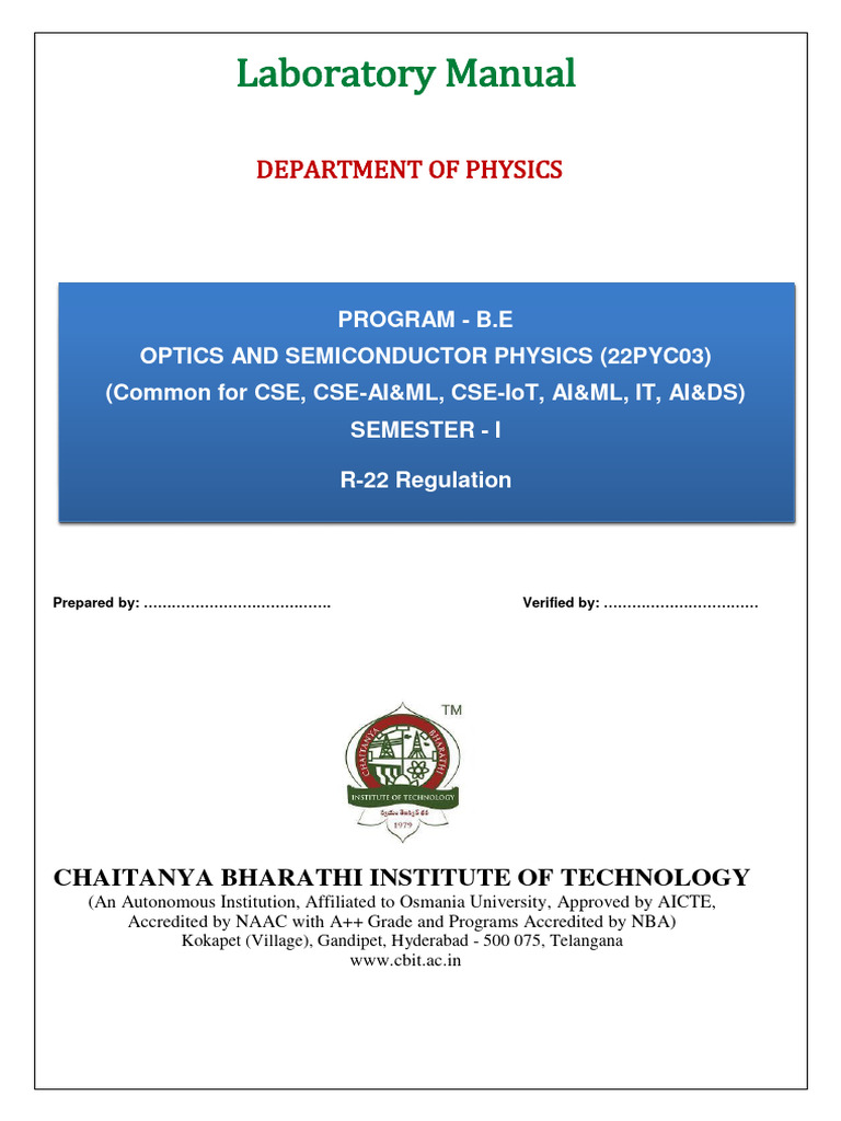 OSP Lab Manual 2023 Updated | PDF | P–N Junction | Physics