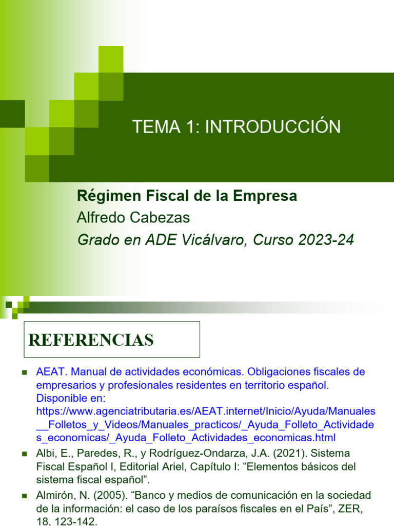 Régimen Fiscal de Empresas en España | PDF | Impuestos | Doble imposición