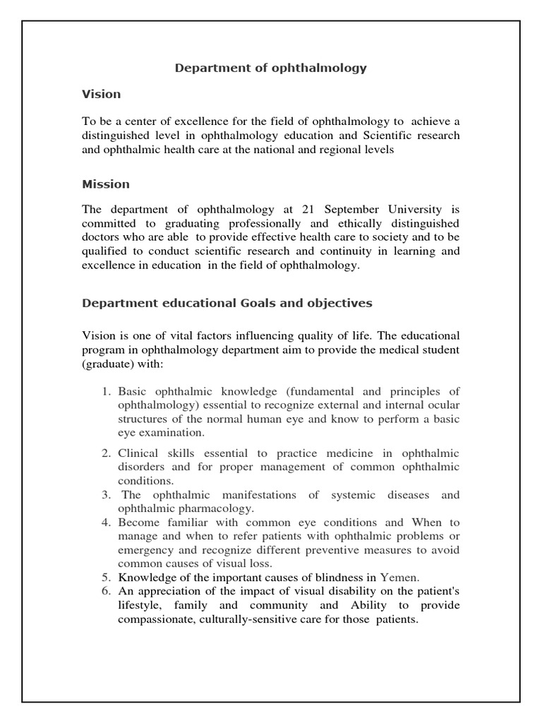 To Achieve A Distinguished Level in Ophthalmology Education and | PDF ...