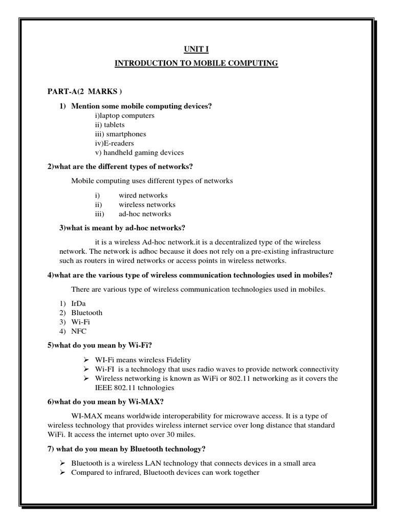 MC QB All Units | PDF | Computer Network | Android (Operating System)