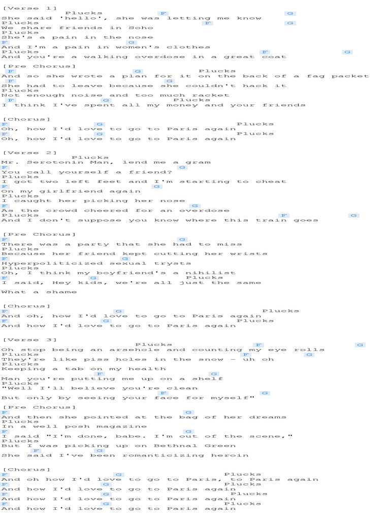 PARIS CHORDS (Ver 2) by The 1975 @ | PDF | String Instruments | Musical Instruments