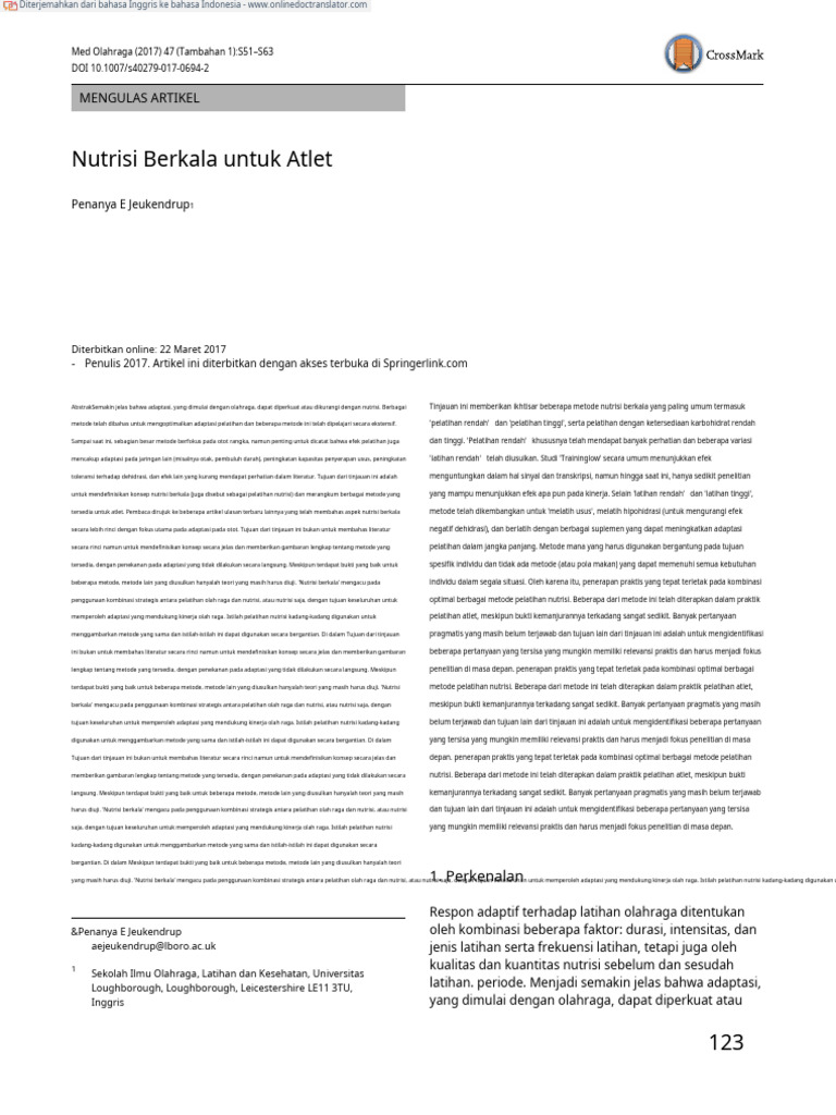 Nutrisi Berkala untuk Atlet: Metode dan Adaptasi | PDF | Pengembangan ...