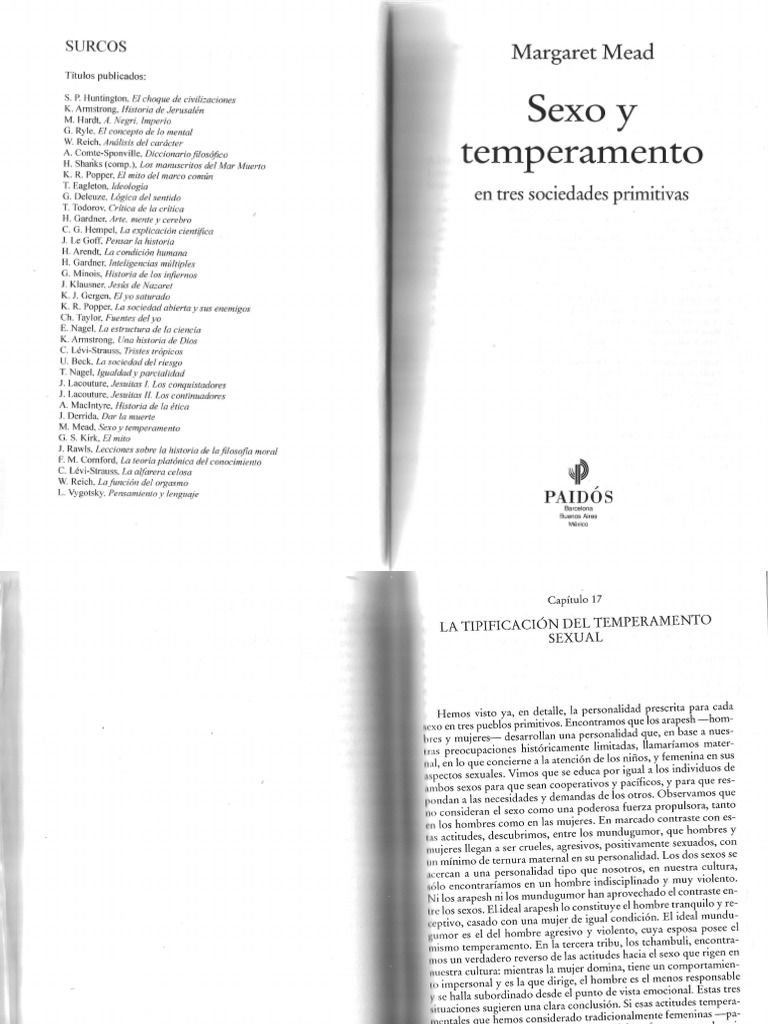 Sesión 10 - Mead La Tipificación Del Comportamiento Sexual | PDF