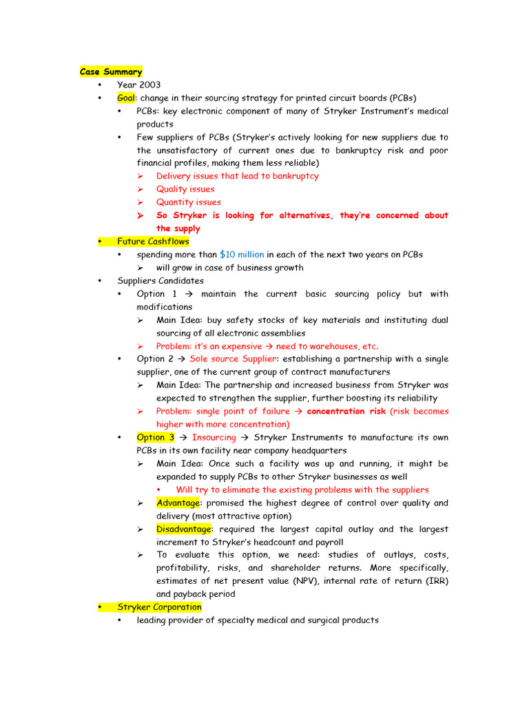 Stryker Corp. Case | Download Free PDF | Net Present Value | Internal ...