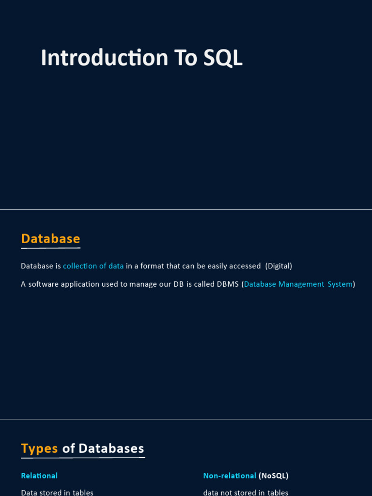 Introduction To Sql Pdf Relational Database Databases