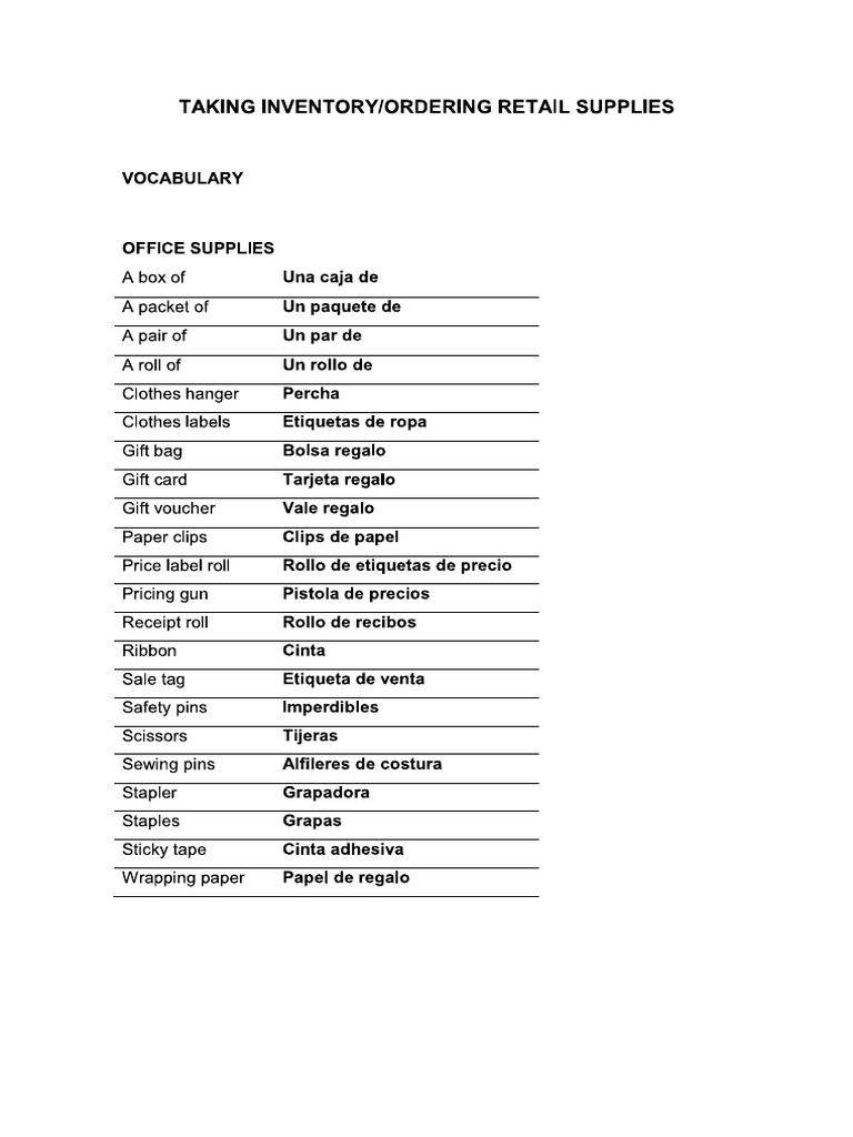 Vocabulario Unidad 1 | PDF