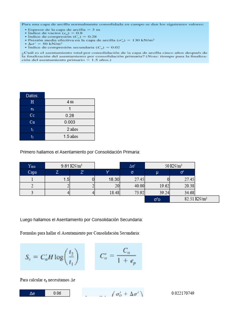 Asentamiento Por Consolidacion Secundaria | PDF