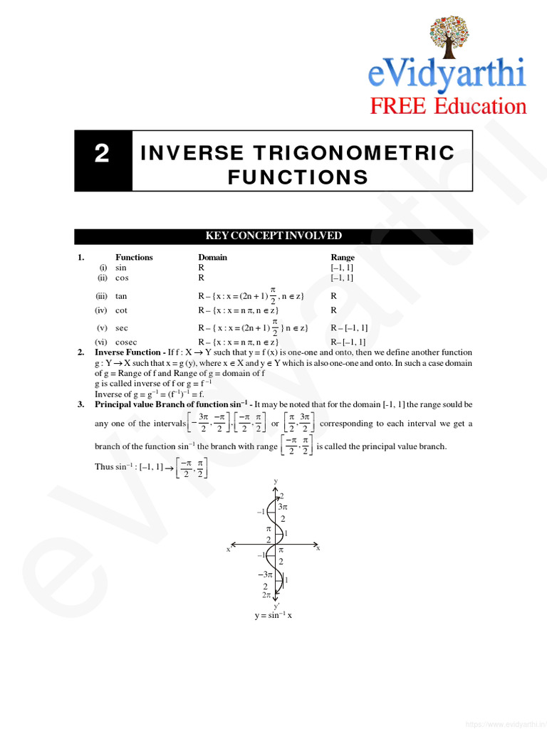 Inverse Trigonometric Functions Overview | PDF | Function (Mathematics ...