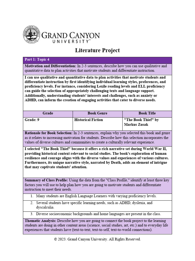 REA 305 RS Literature Project | Download Free PDF | Differentiated ...