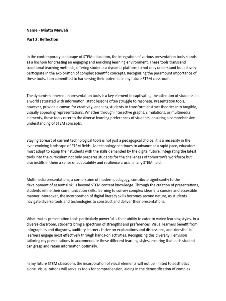 Reflection | PDF | Learning | Pedagogy