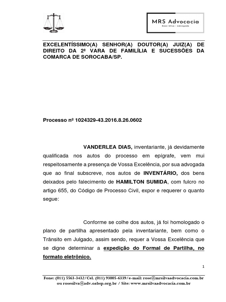 Peticao Formal de Partilha | PDF
