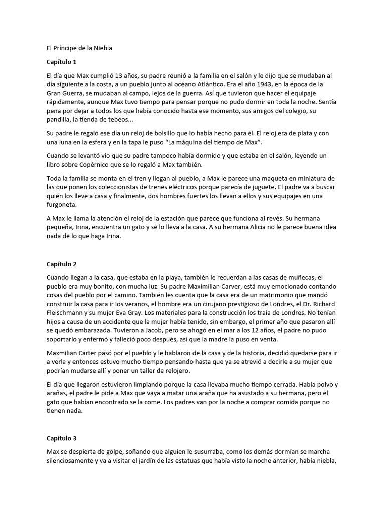 El Príncipe de La Niebla Cap. 1, 2, 3 | PDF