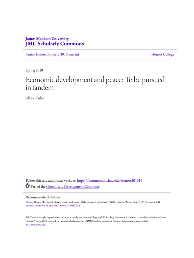 Economic Development and Peace - To Be Pursued in Tandem | PDF ...