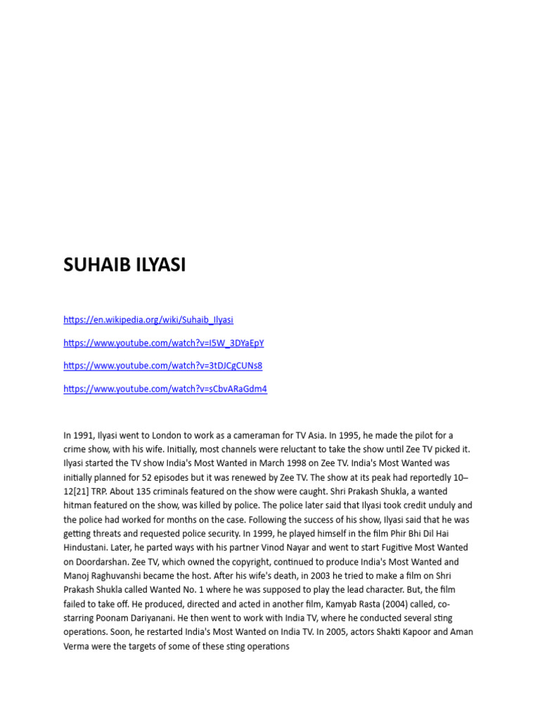 Suhaib Ilyasi & Sting Operations | PDF