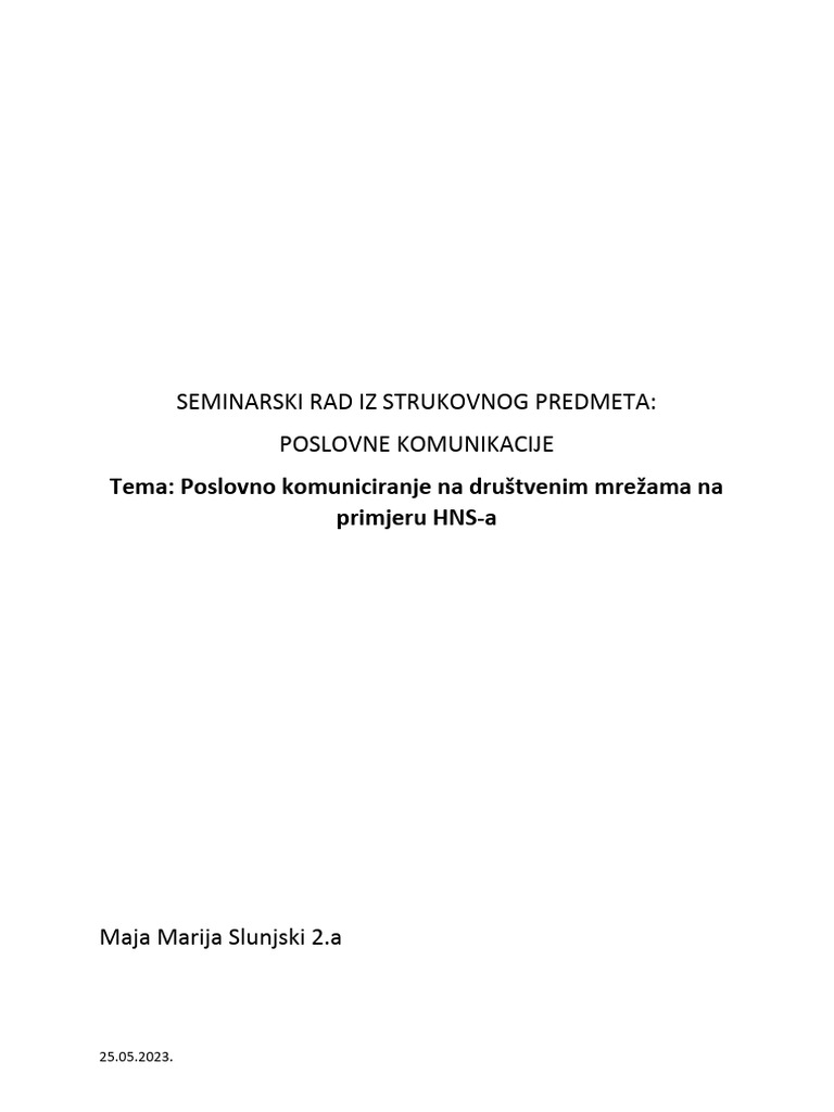 Seminarski Rad Iz Strukovnog Predmeta | PDF