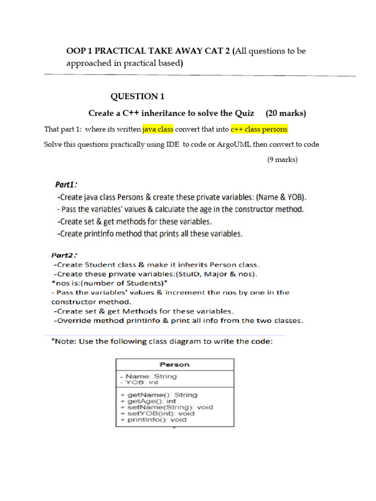 Kyu Oop 1 Practical Take Away Cat 2 | PDF