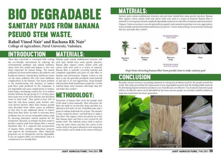 009 Bio Degradable Sanitary Pads | PDF | Textiles | Cotton