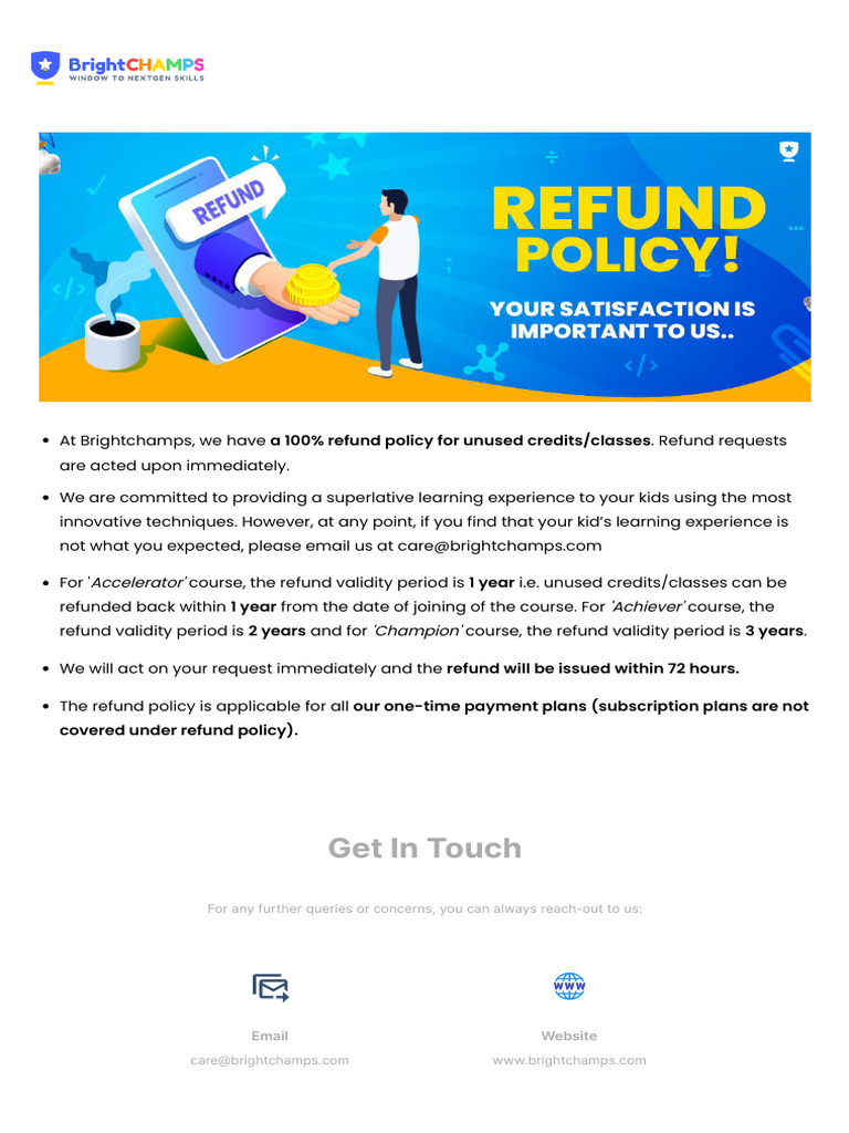 Brightchamps Refund Policy Overview | PDF